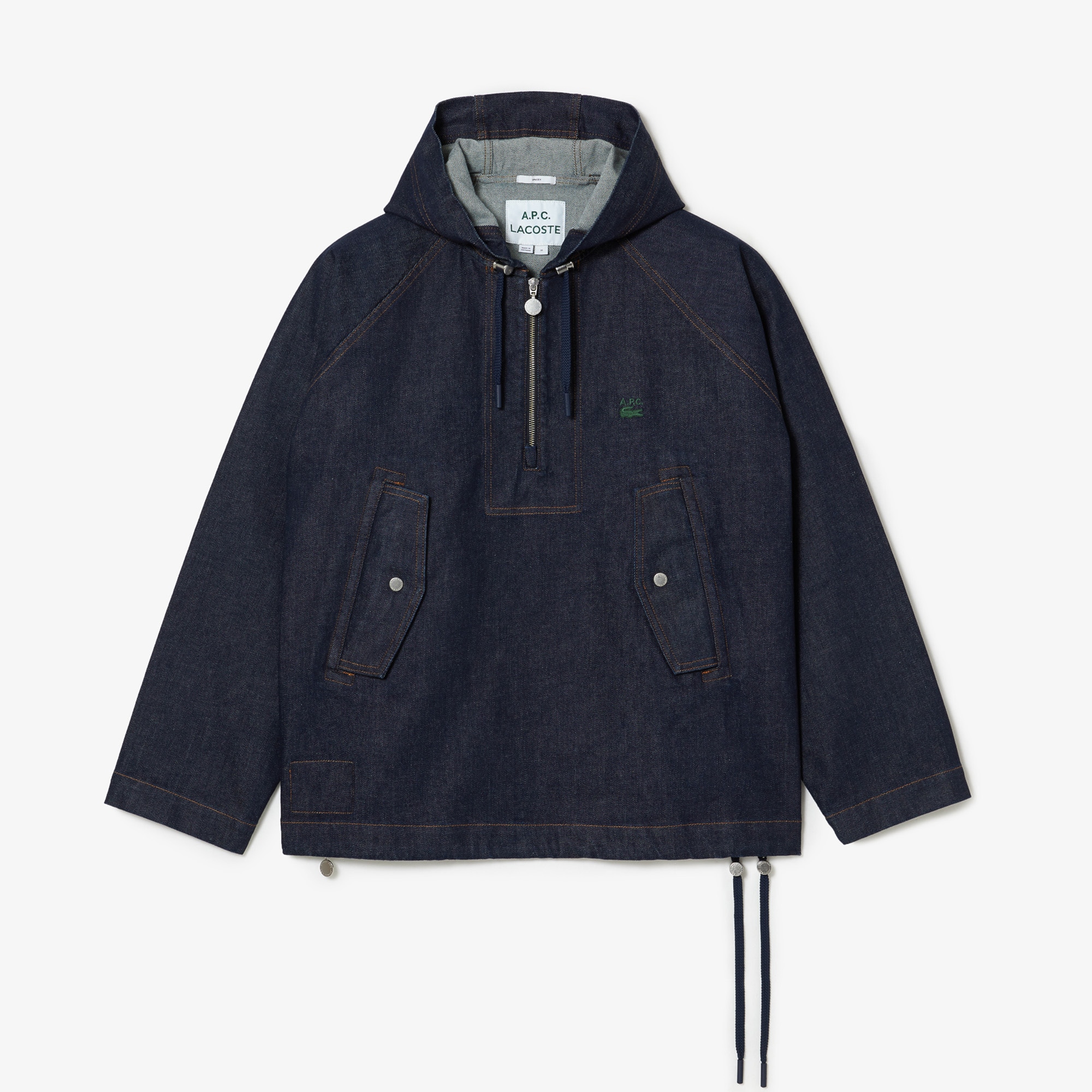 Unisex Lacoste x A.P.C. Hooded Cotton Denim Jacket - Jackets & Coats ...