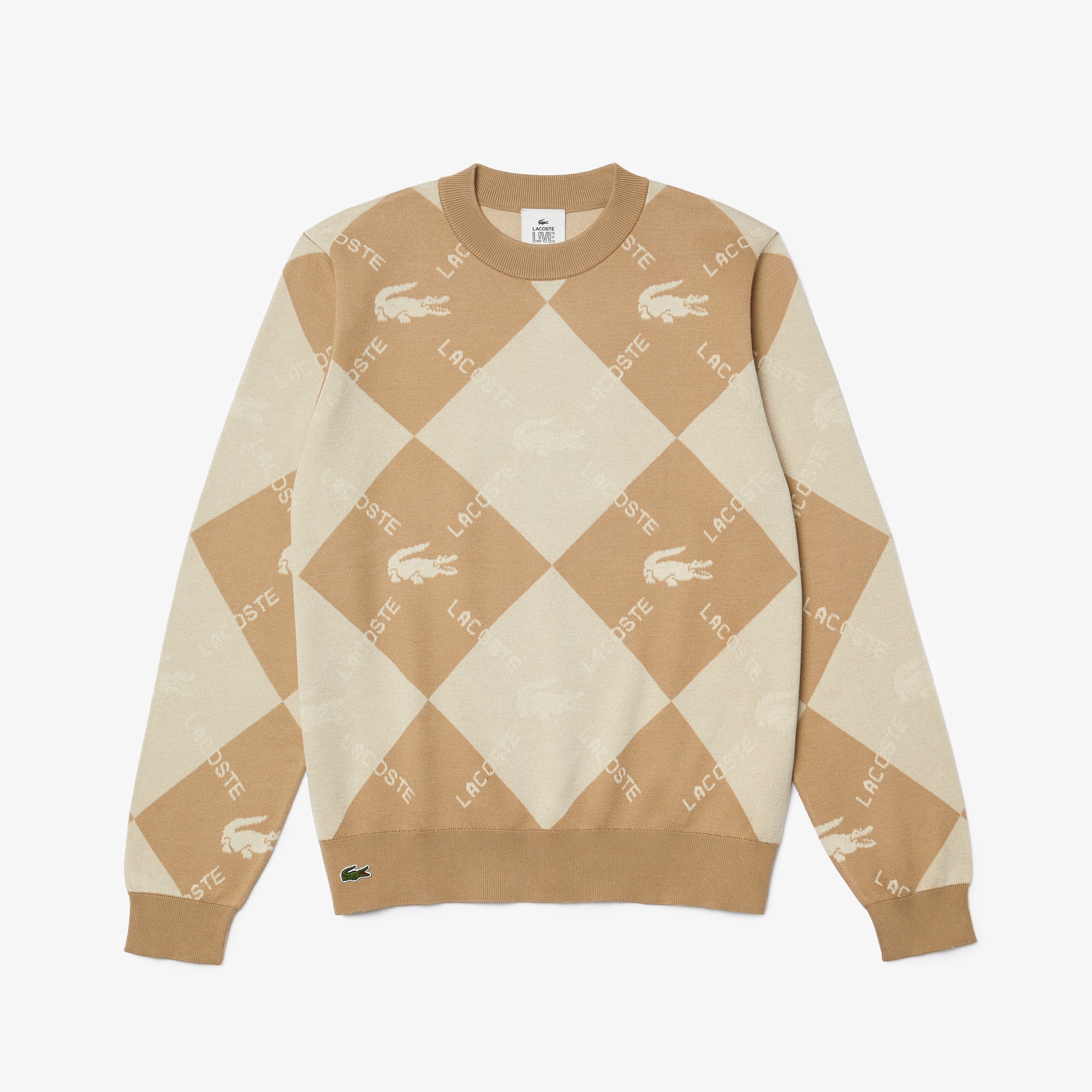 Men’s Lacoste LIVE Monogram Patterned Jacquard Cotton Sweater - All Men ...