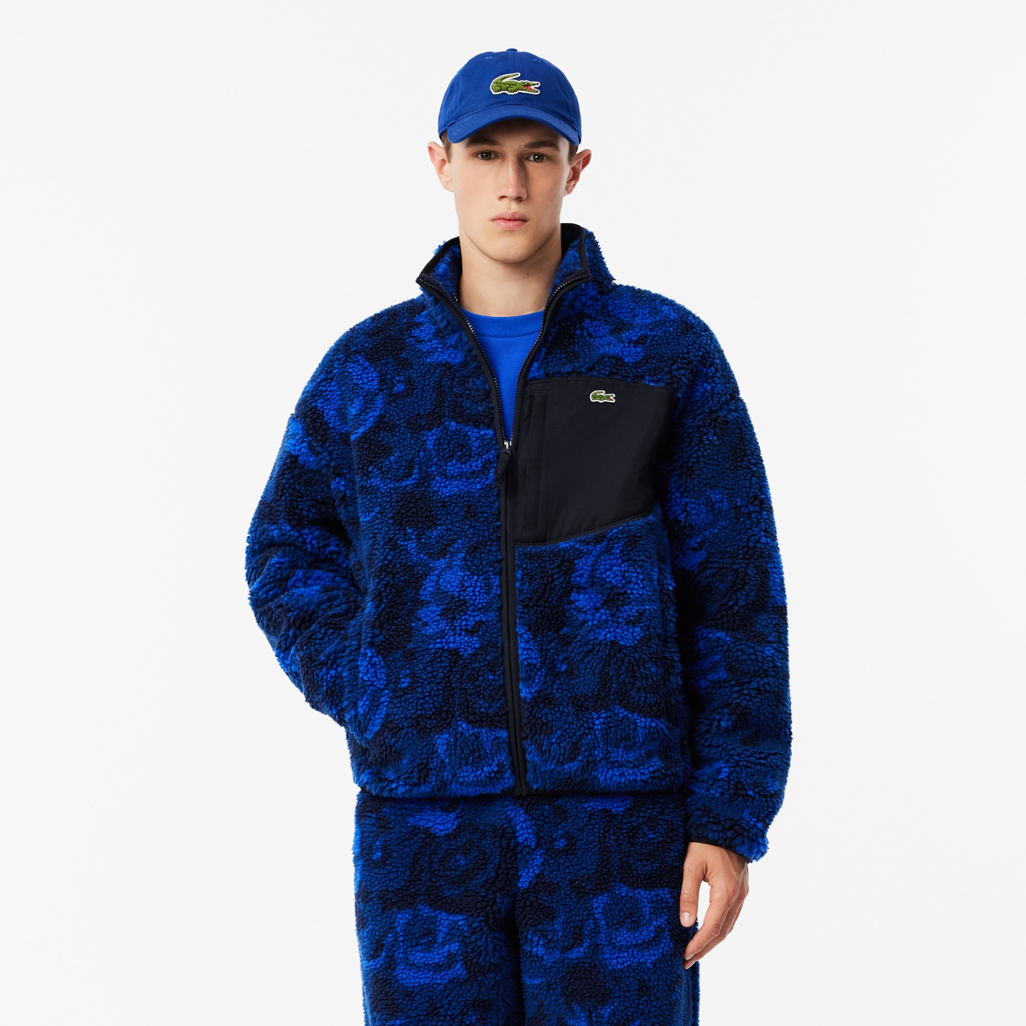 Men's Zip-Up Floral Motif Fleece Jacket - Jackets & Coats - New In 2026 ...