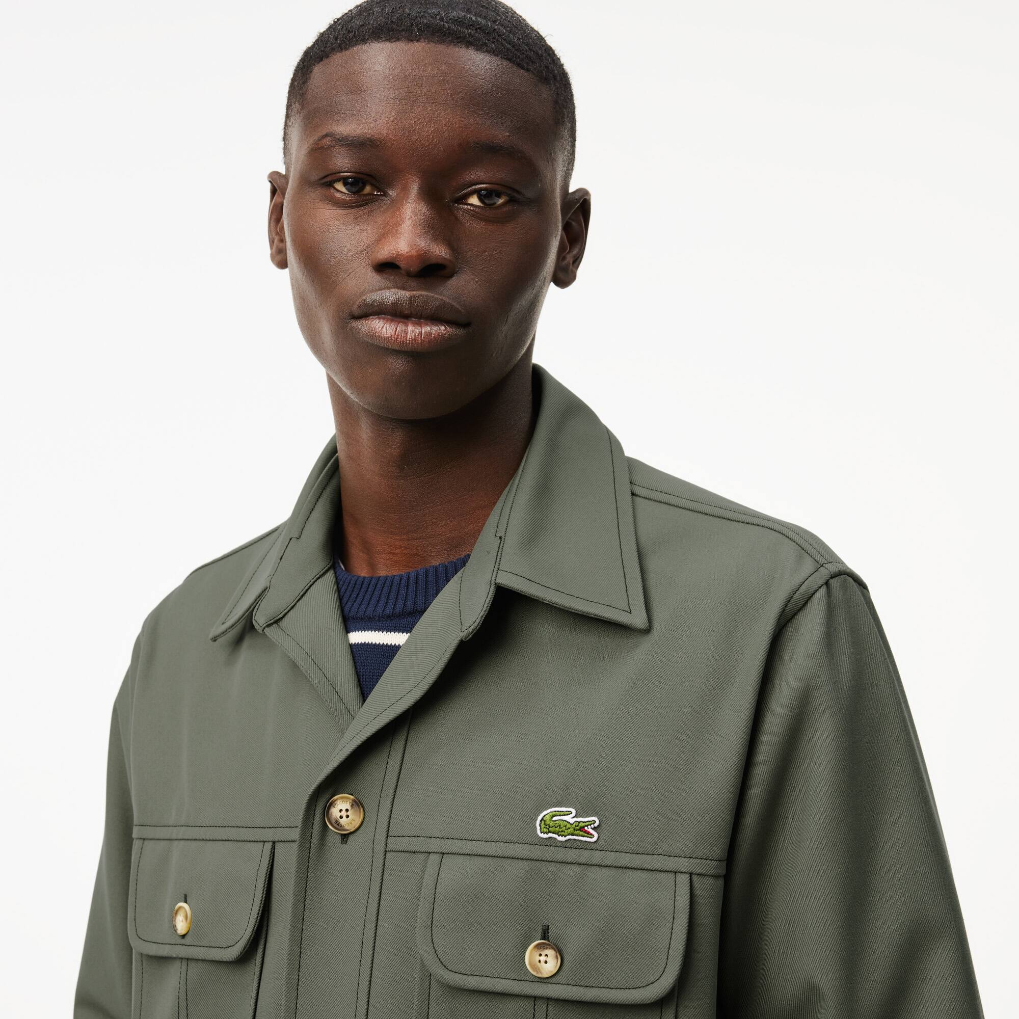 Men s Oversized Cotton Twill Plaid Overshirt Button Down Shirts New In 2025 Lacoste