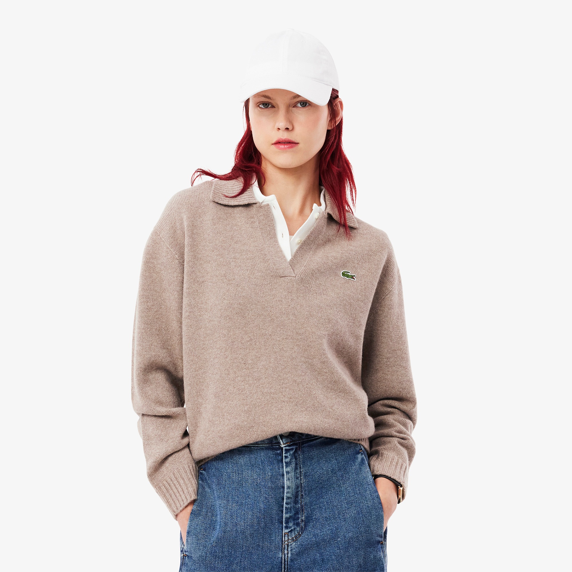 Women's 3D Knit Cashmere Polo Collar Sweater - Sweaters & Sweatshirts ...