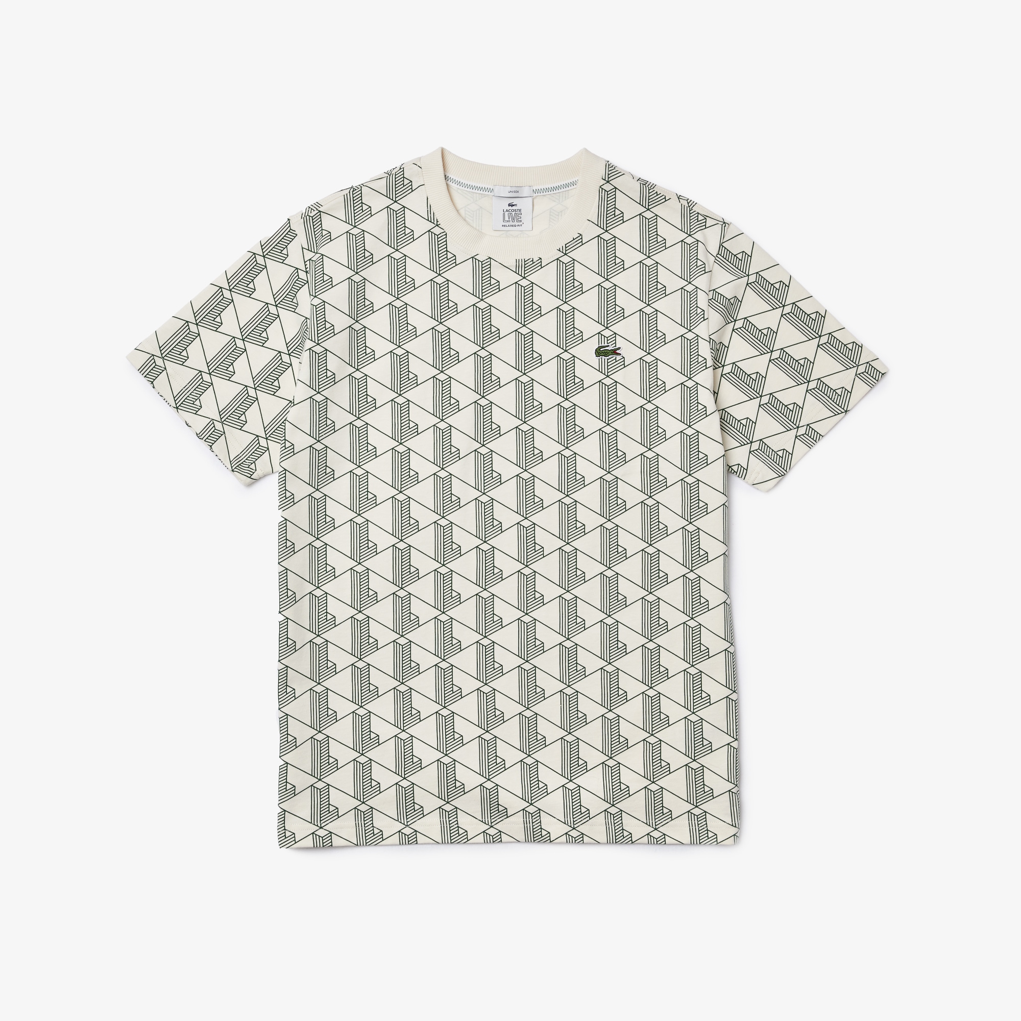 Unisex Lacoste L!VE Monogram Print Cotton T-shirt - Men's T-shirts ...