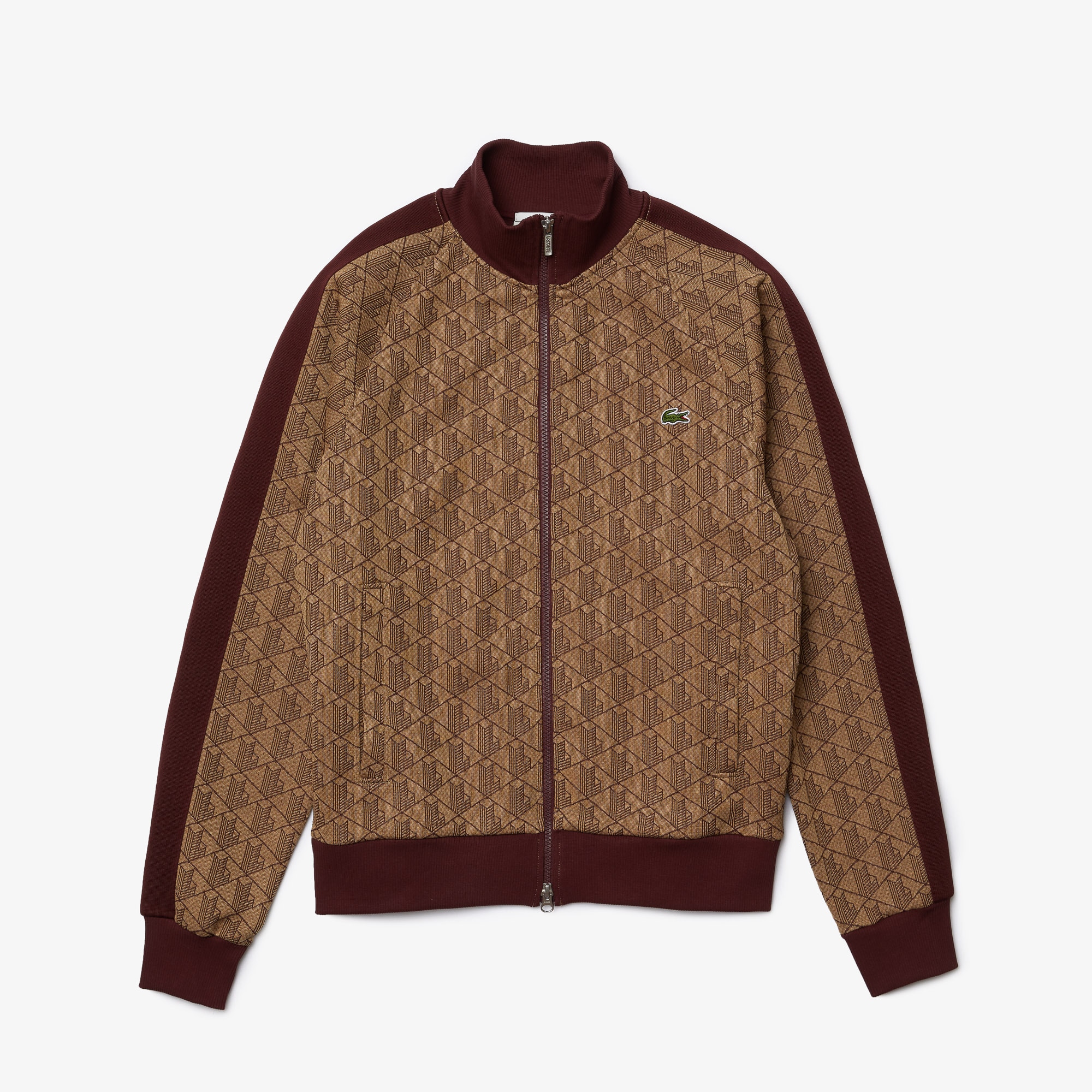 Unisex Lacoste LIVE Monogram Patterned Jacquard Zip Jacket - Jackets ...