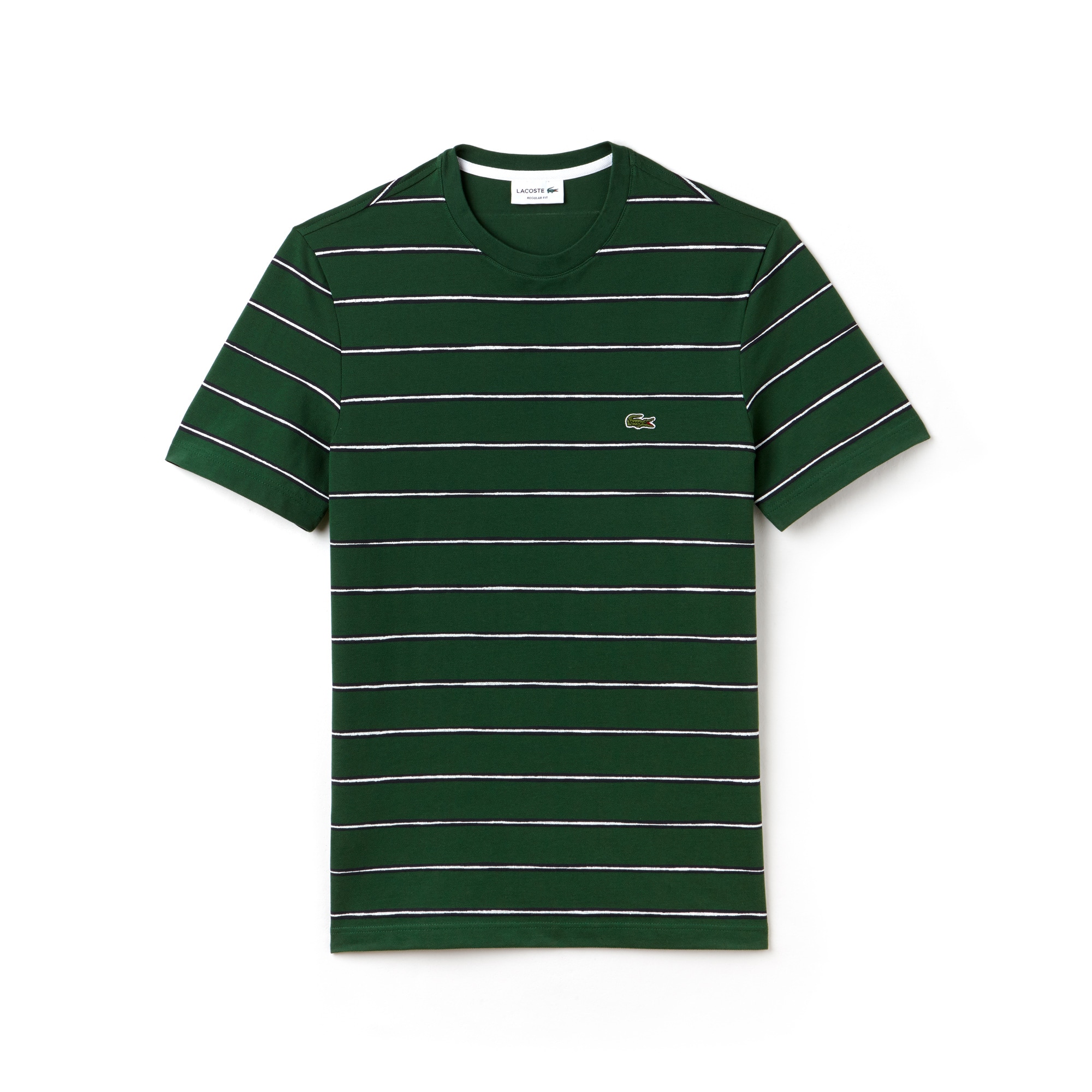 Lacoste Men's Striped Print Mini Piqué T-shirt In Green / Blue / White ...