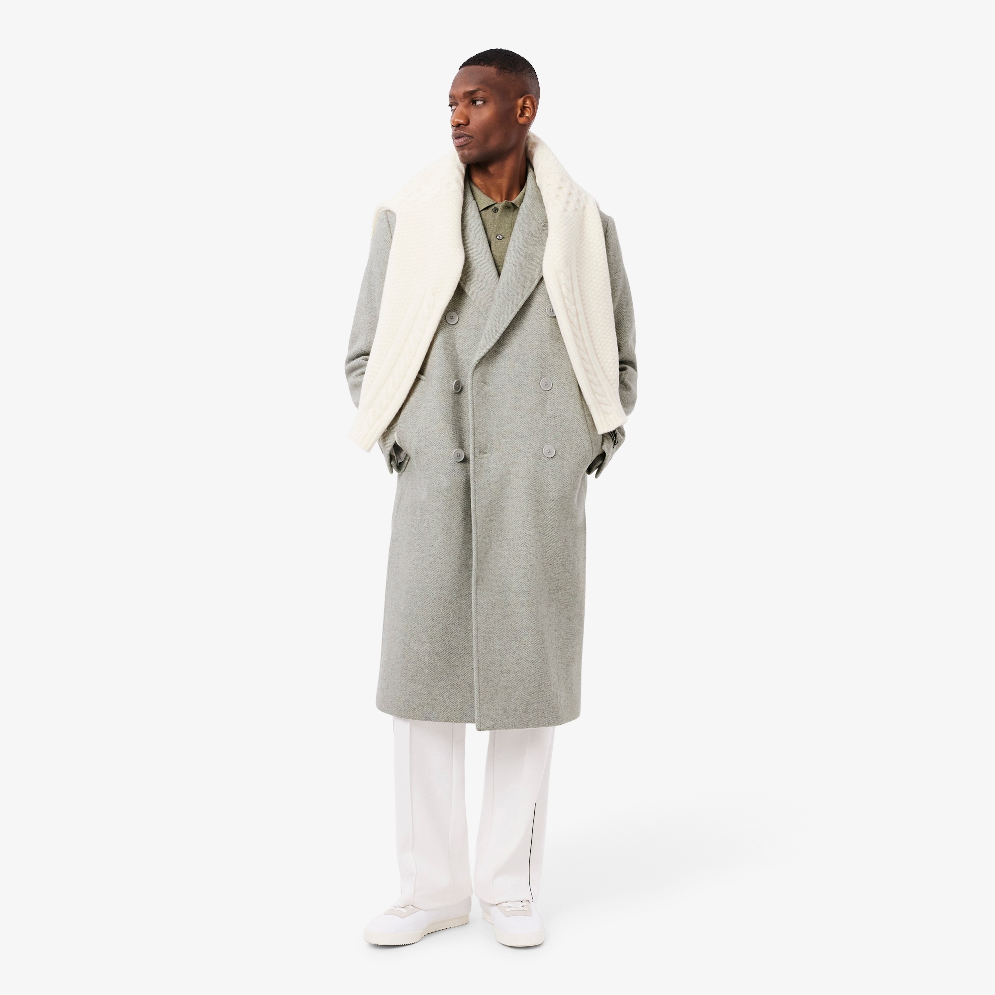 Men's Double-Breasted Chevron Wool Coat - Jackets & Coats - New In 2026 ...