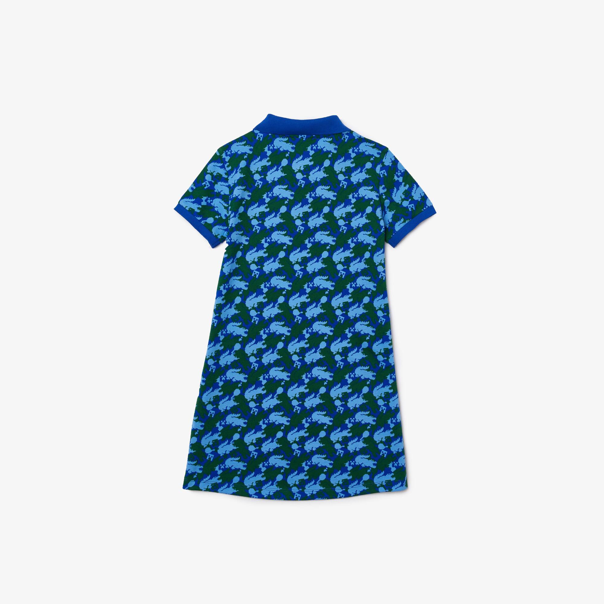 Girls Lacoste x Minecraft Print Organic Cotton Pique Polo Dress Kid s Collection New In 2025 Lacoste
